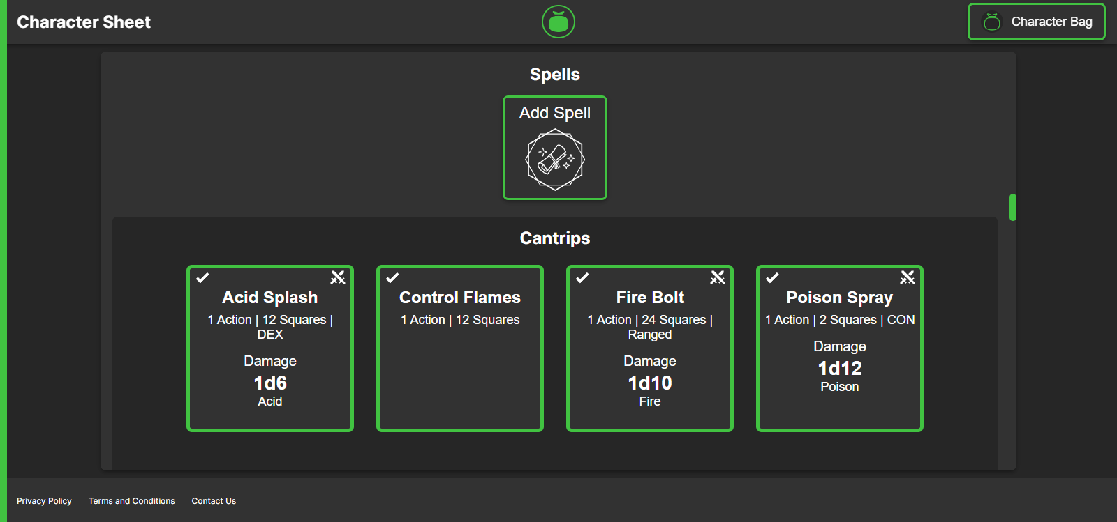 Character Bag: Enhance Your Adventure - Digital Character Sheet